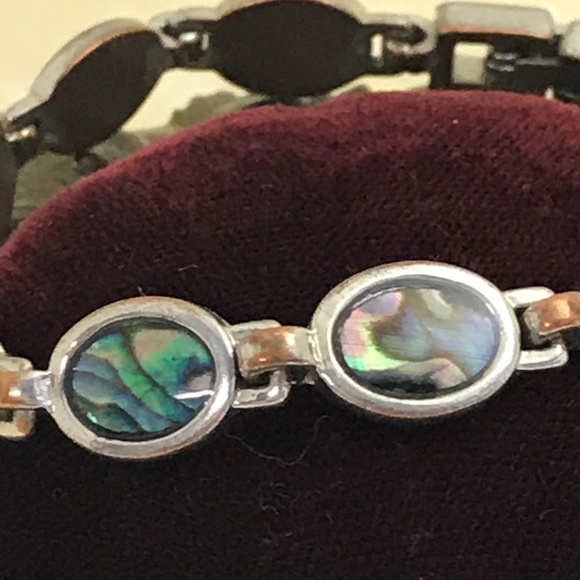 Jewelry | Vintage Inlaid Paua Shell Silver Tone Bracelet | Poshmark